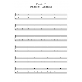 Practice 2(Middle C - Left Hand) - Piano Sheet- Piano Sheet